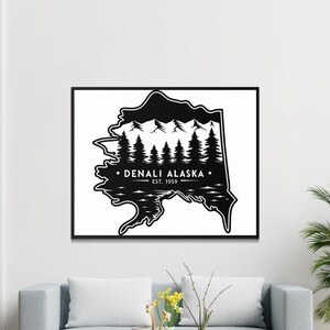 Denali Alaska Outline Art: Mountains & Trees - SVG, PNG, PDF - Etsy