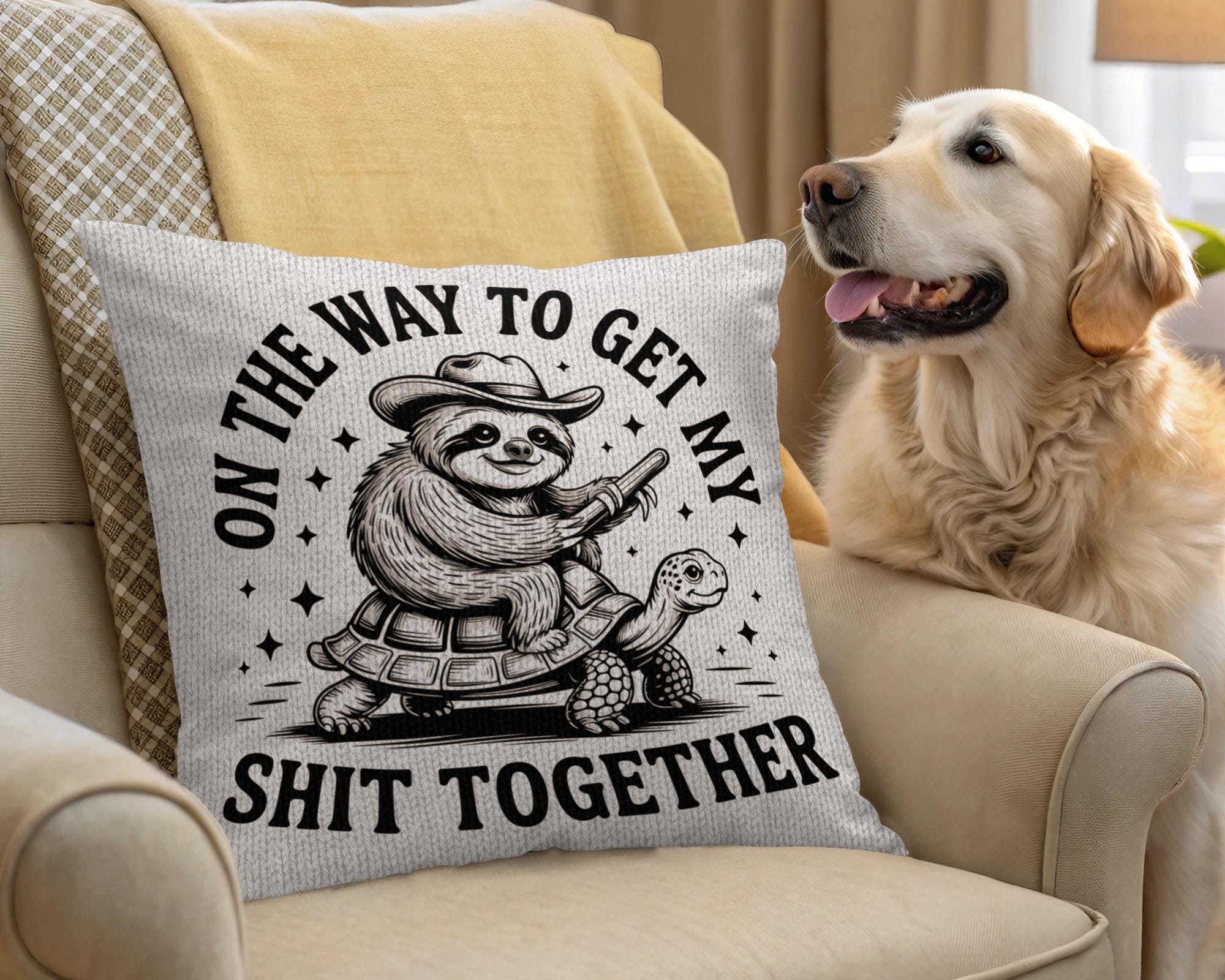 Cowboy Sloth Riding Turtle: Funny Quote Art (PNG, JPG, PDF) - Etsy