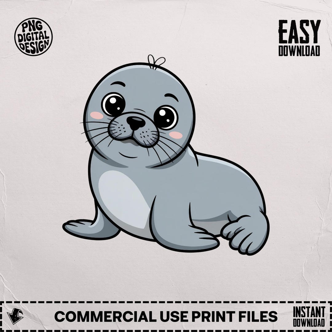 Seal Clipart, Animal Illustration (PNG JPG PDF File) Digital Download ...