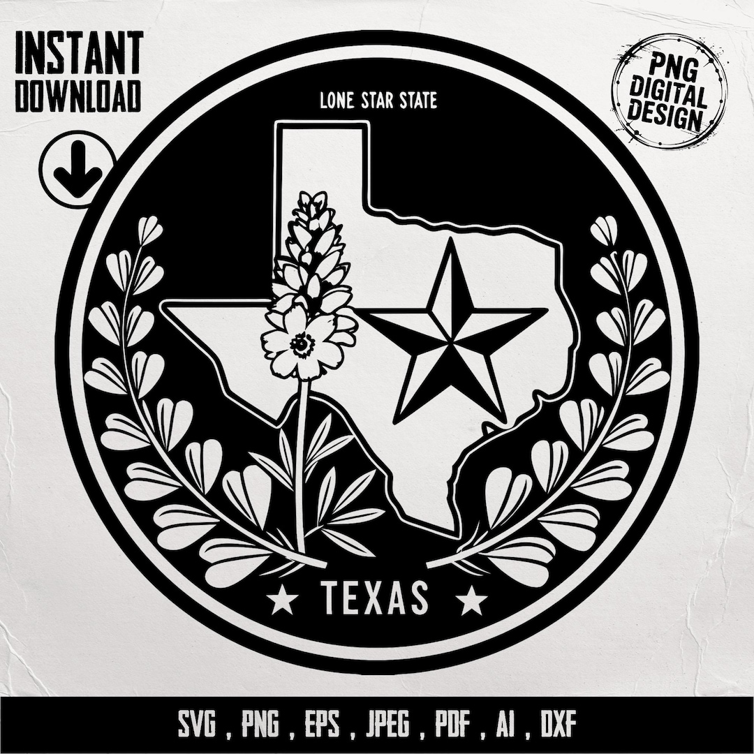 Texas Flower Star SVG, Lone Star State, Vector Files (digital Download ...
