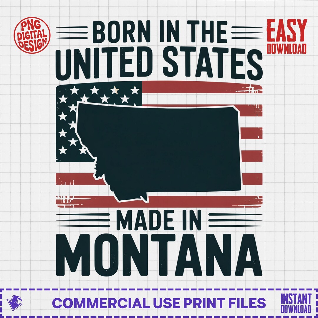 Vintage Montana USA Flag Poster, Born in United States (digital Art) - Etsy