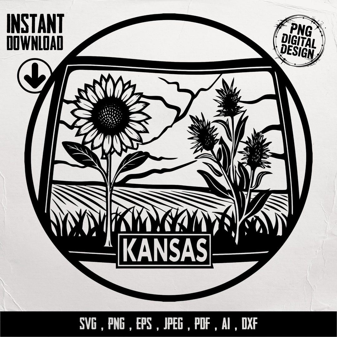 Kansas State Flower Digital Art, Sunflower Wildflowers Graphic, Svg Eps ...