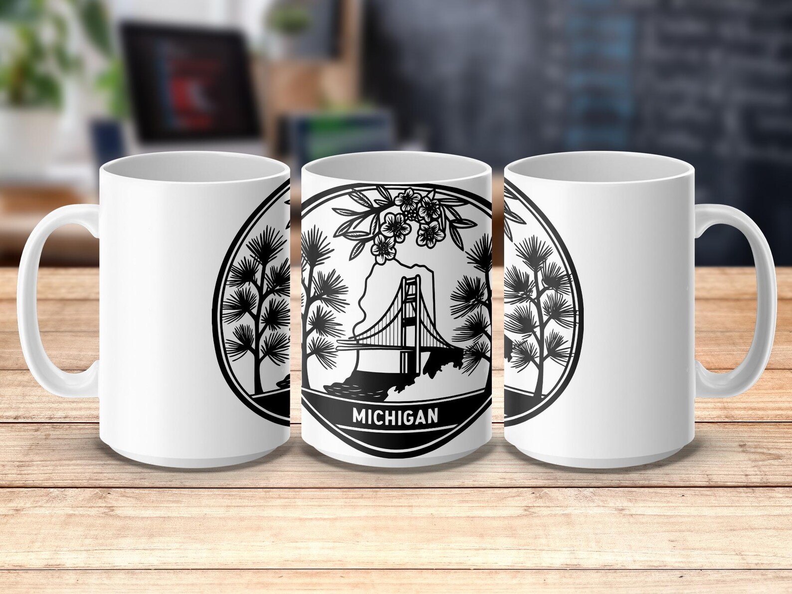 Michigan Bridge Line Art, State Flower SVG, Craft File (digital Files ...