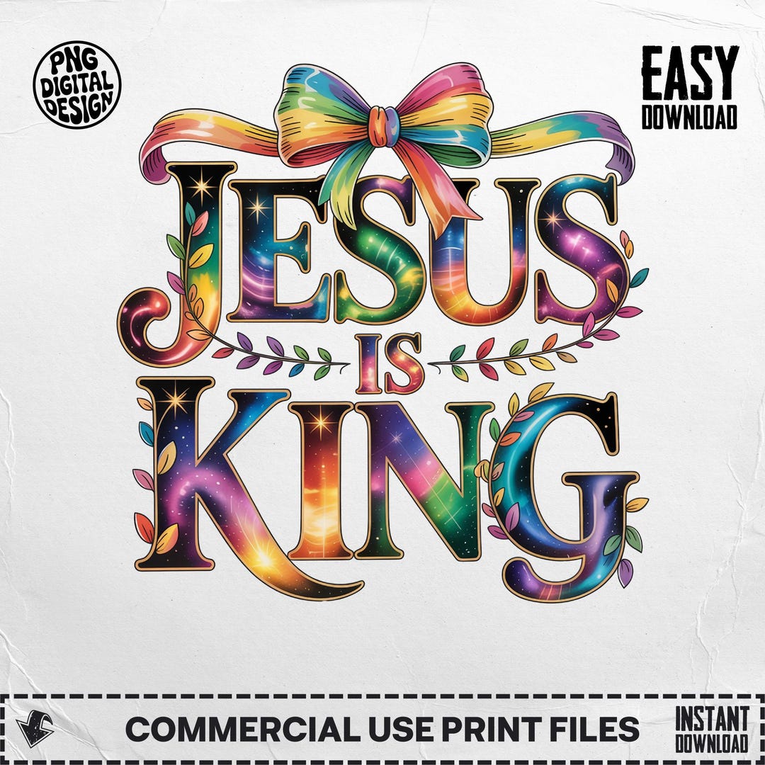 Colorful Digital Jesus is King PNG File for Instant Download - Etsy