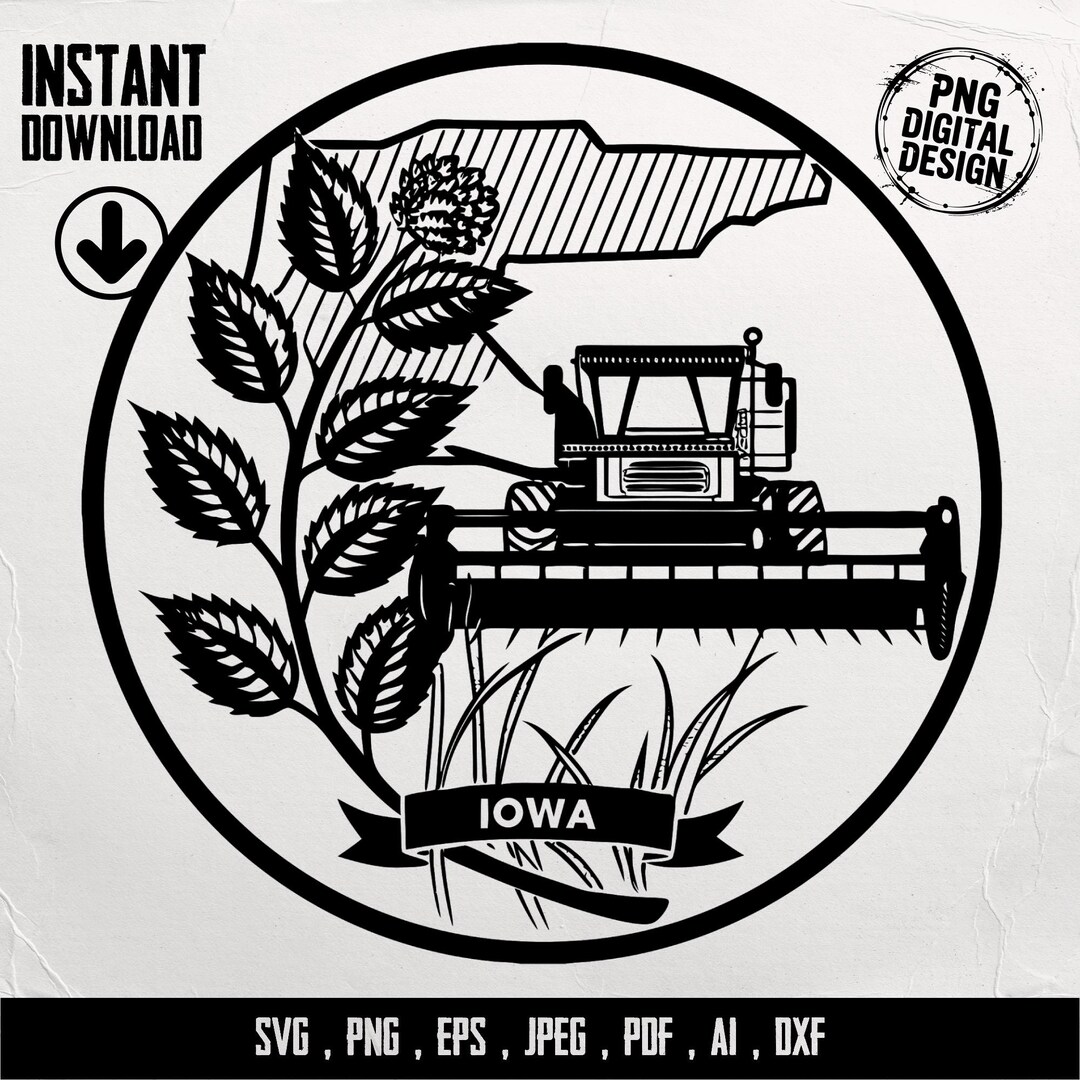 Iowa State Seal Clipart, Farm Equipment Graphic (digital Files) - Etsy