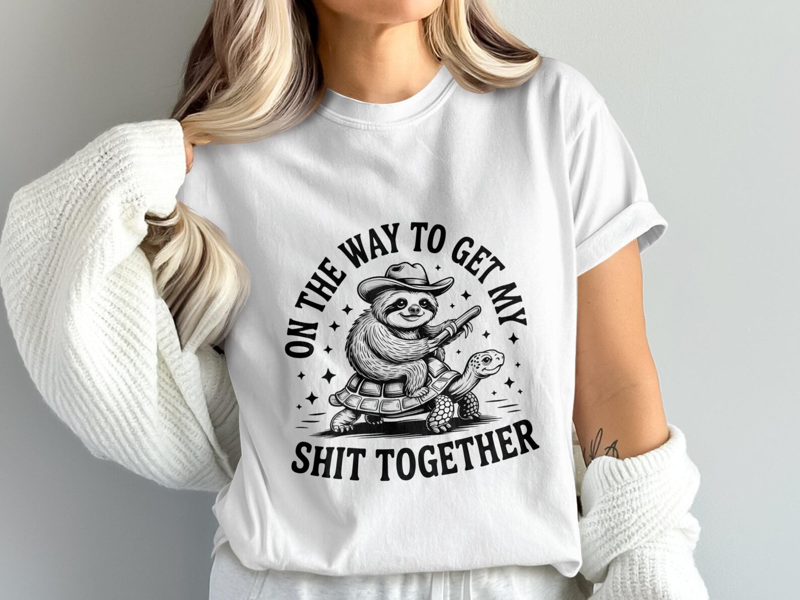 Cowboy Sloth Riding Turtle: Funny Quote Art (PNG, JPG, PDF) - Etsy