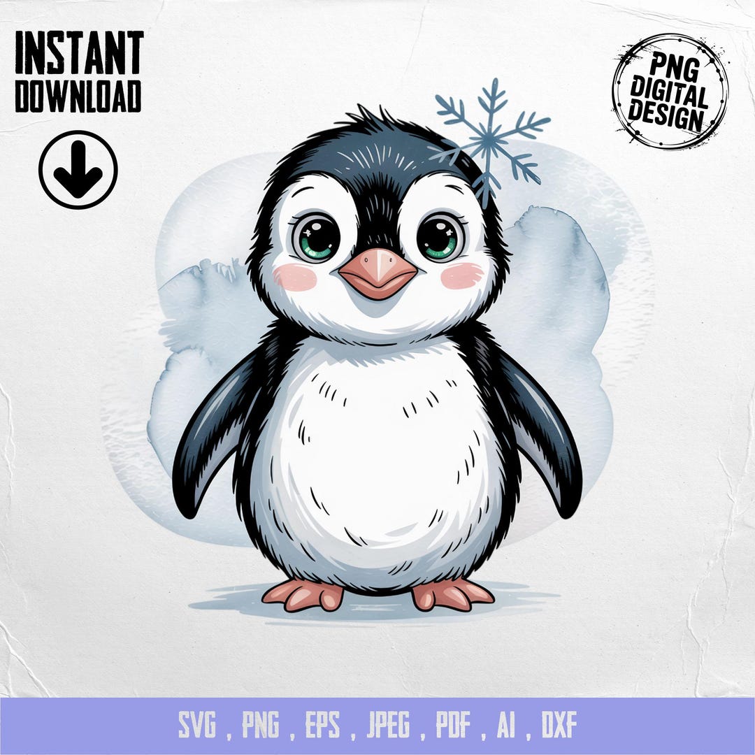 Baby Penguin Clipart, Winter Animal PNG (digital Download) - Etsy