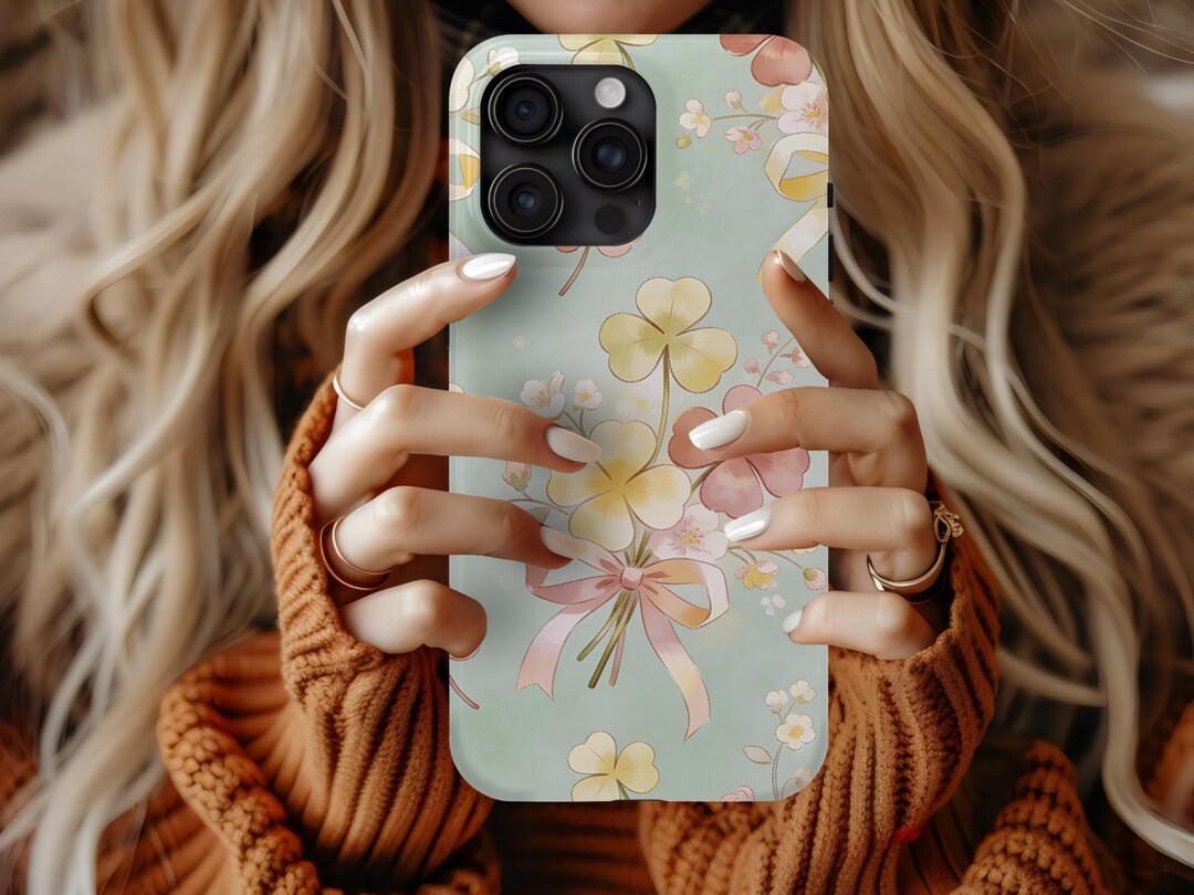 Cottagecore Shamrock Phone Case Pastel Botanical iPhone Cover - Etsy