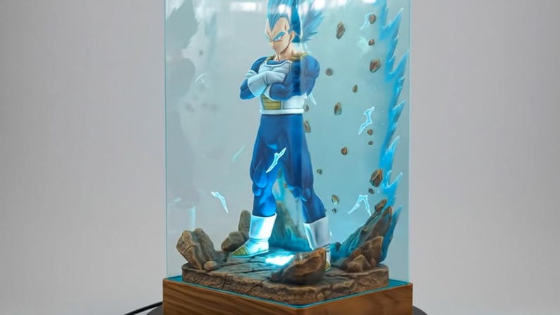 Vegeta Resin Lamp – Super Saiyan Blue Epoxy Light – Dragon Ball Z LED ...