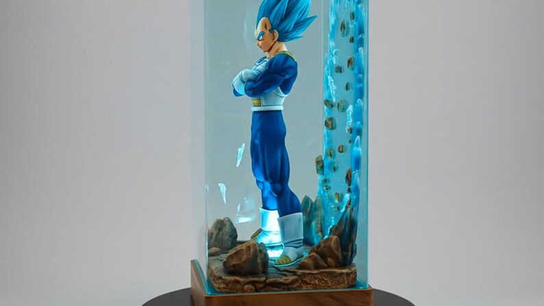 Vegeta Resin Lamp – Super Saiyan Blue Epoxy Light – Dragon Ball Z LED ...