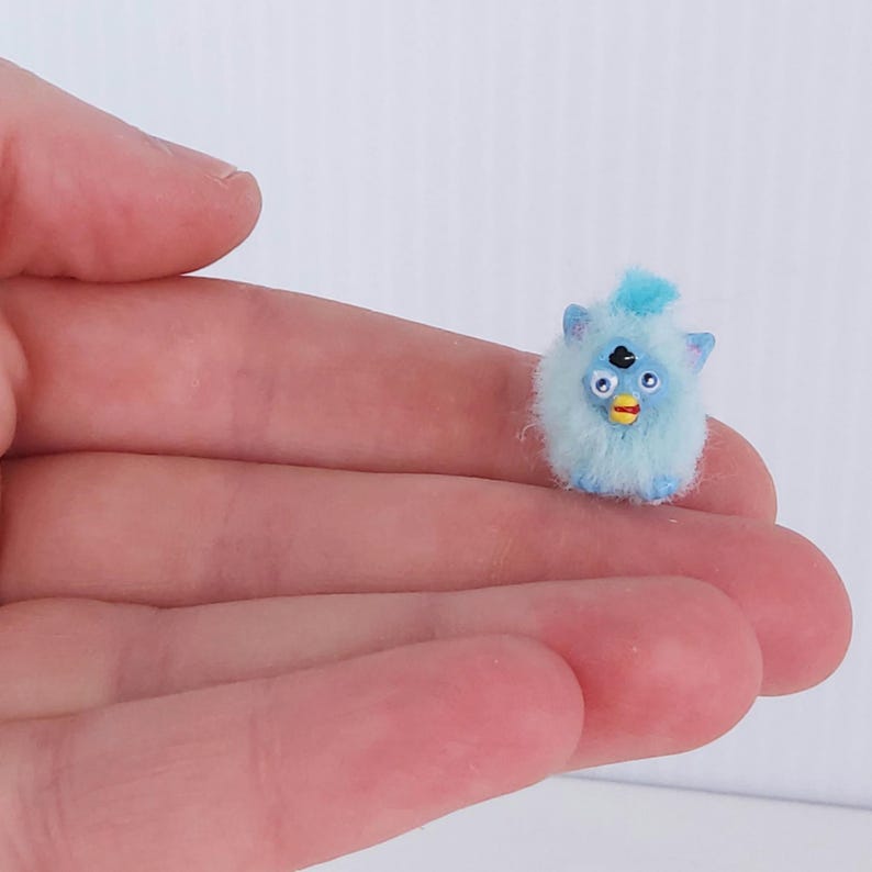 Tiny Micro Furb Habitat Terrarium Dome Toy Ornament Blue Miniature Mini ...