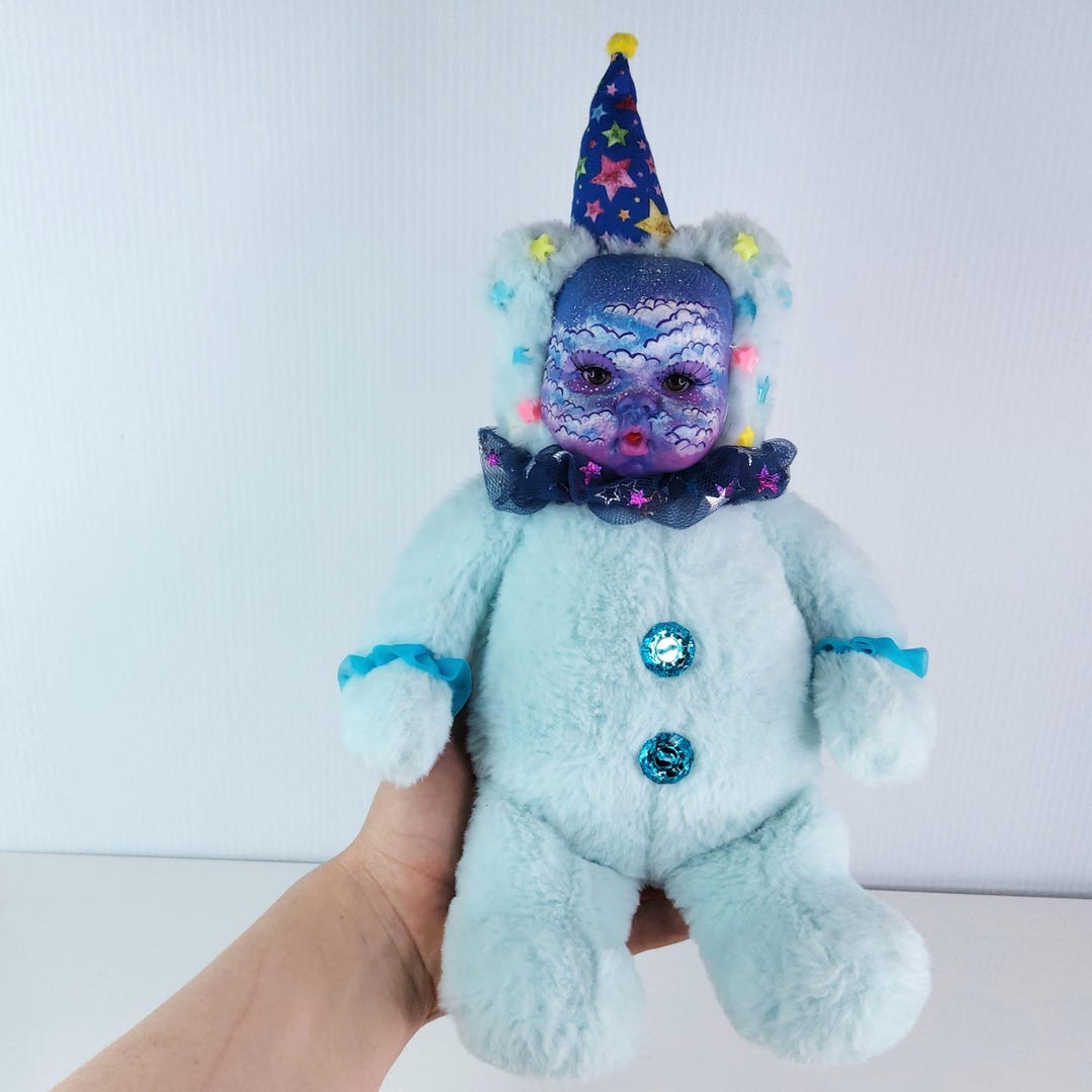 Baby Clown Teddy Bear Plush Soft Toy Doll Blue Creepy Weird Cute ...