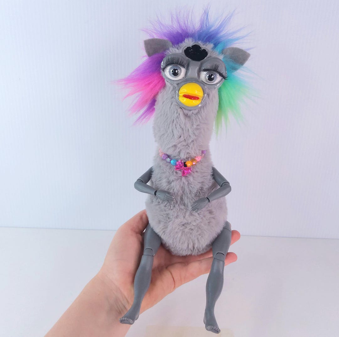 Furb Figure Plush Soft Toy Doll Grey Oddbody Furby Handmade in ...