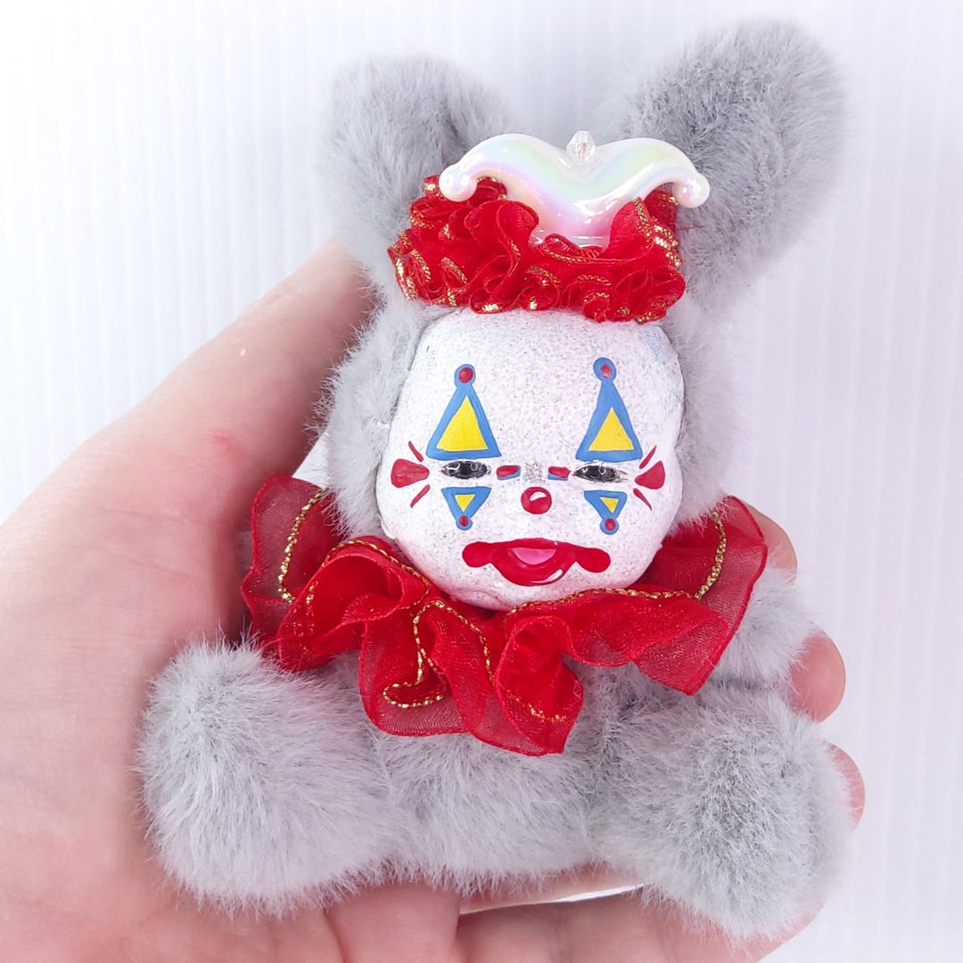 Baby Clown Rabbit Plush Soft Toy Doll Keyring Keychain Bag Charm Creepy ...
