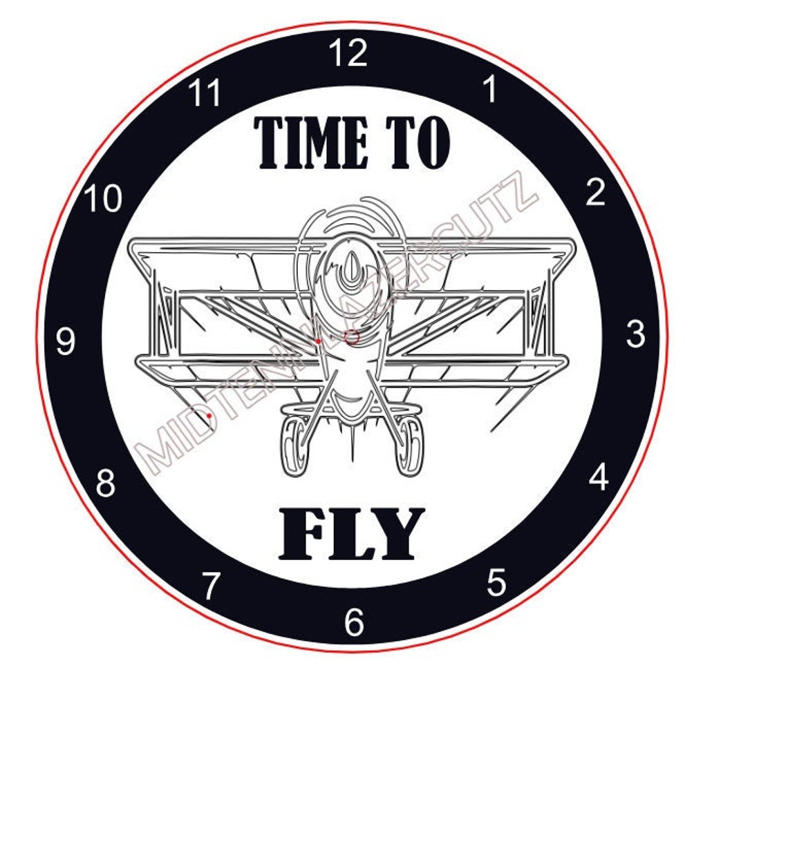 Time to Fly Biplane Clock. SVG File. Picture Showes Finished Cut ...
