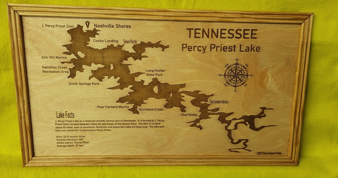 Percy Priest Laser Lake Map - Etsy