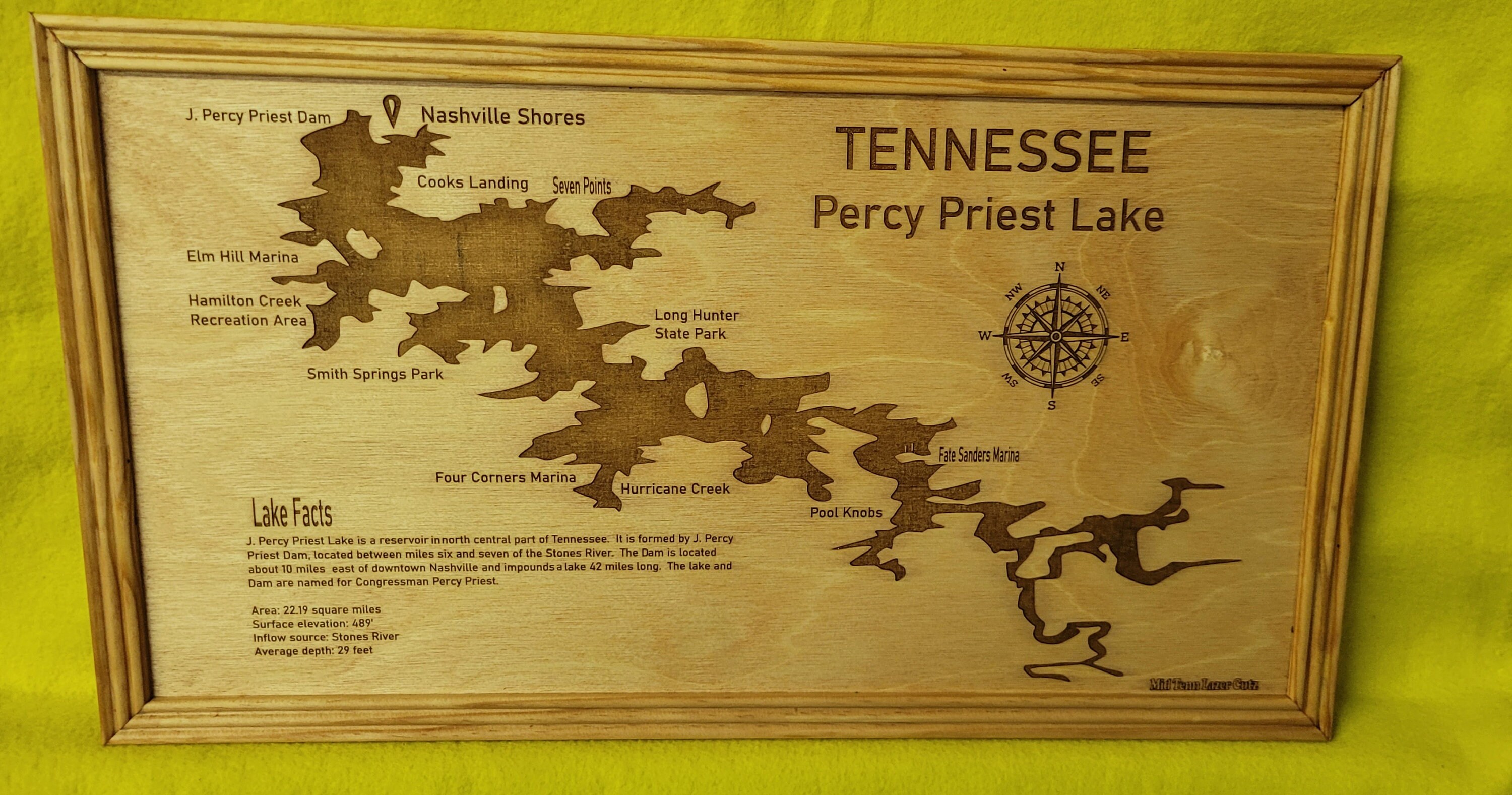 Percy Priest Laser Lake Map - Etsy