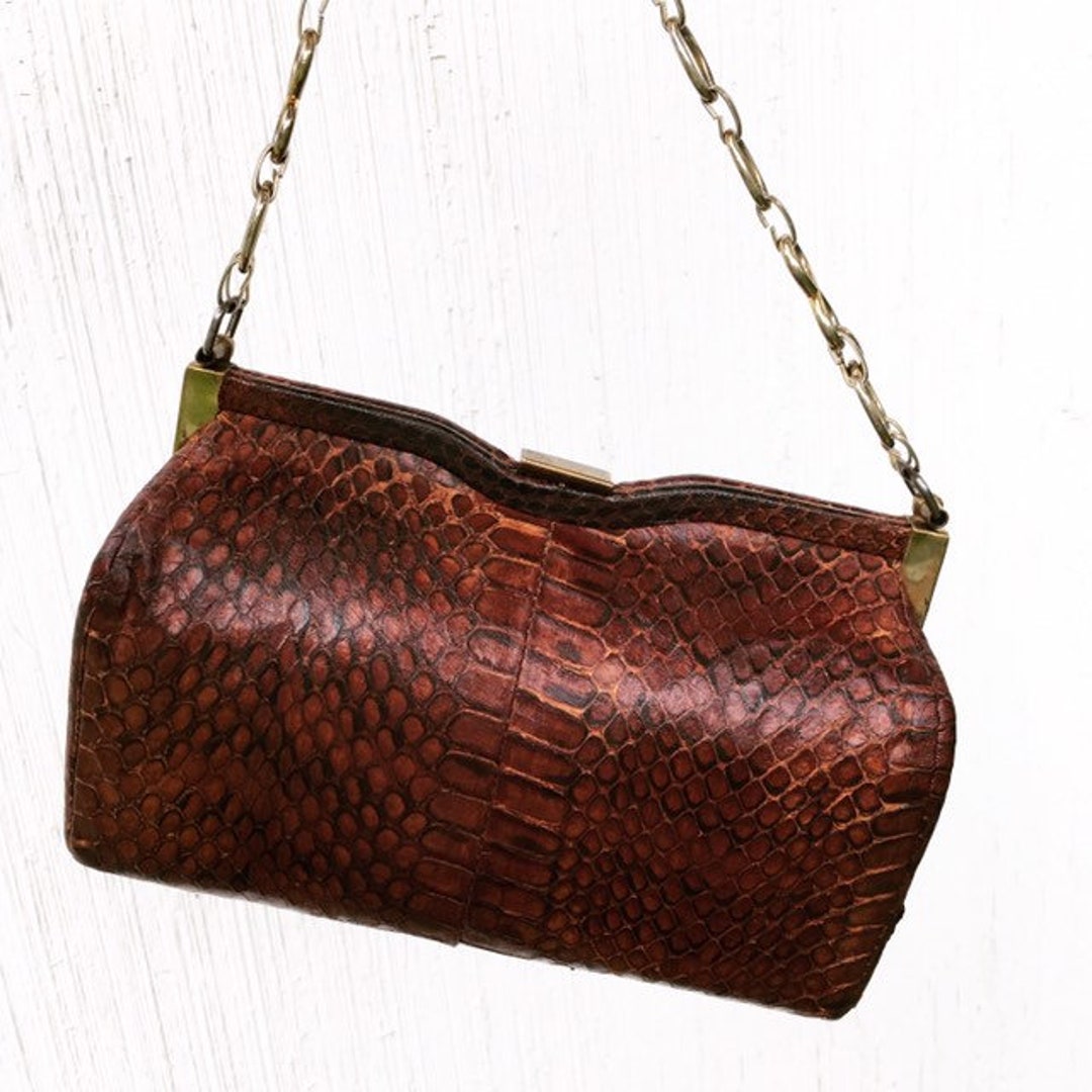 Vintage 60s Rare Embossed Leather Faux Lizard Purse Bag - Etsy