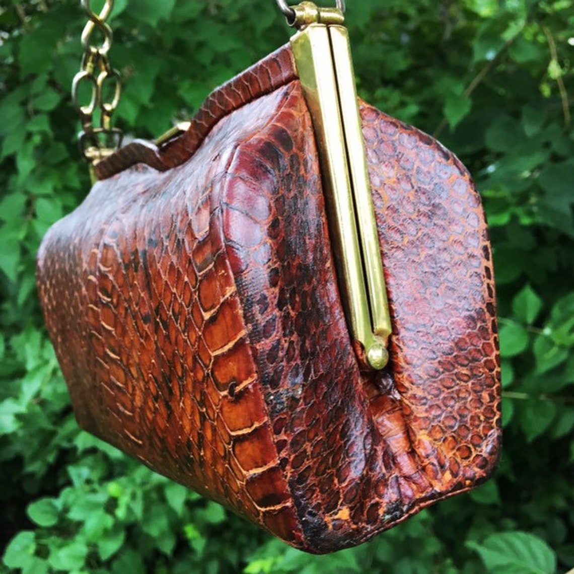 Vintage 60s Rare Embossed Leather Faux Lizard Purse Bag - Etsy