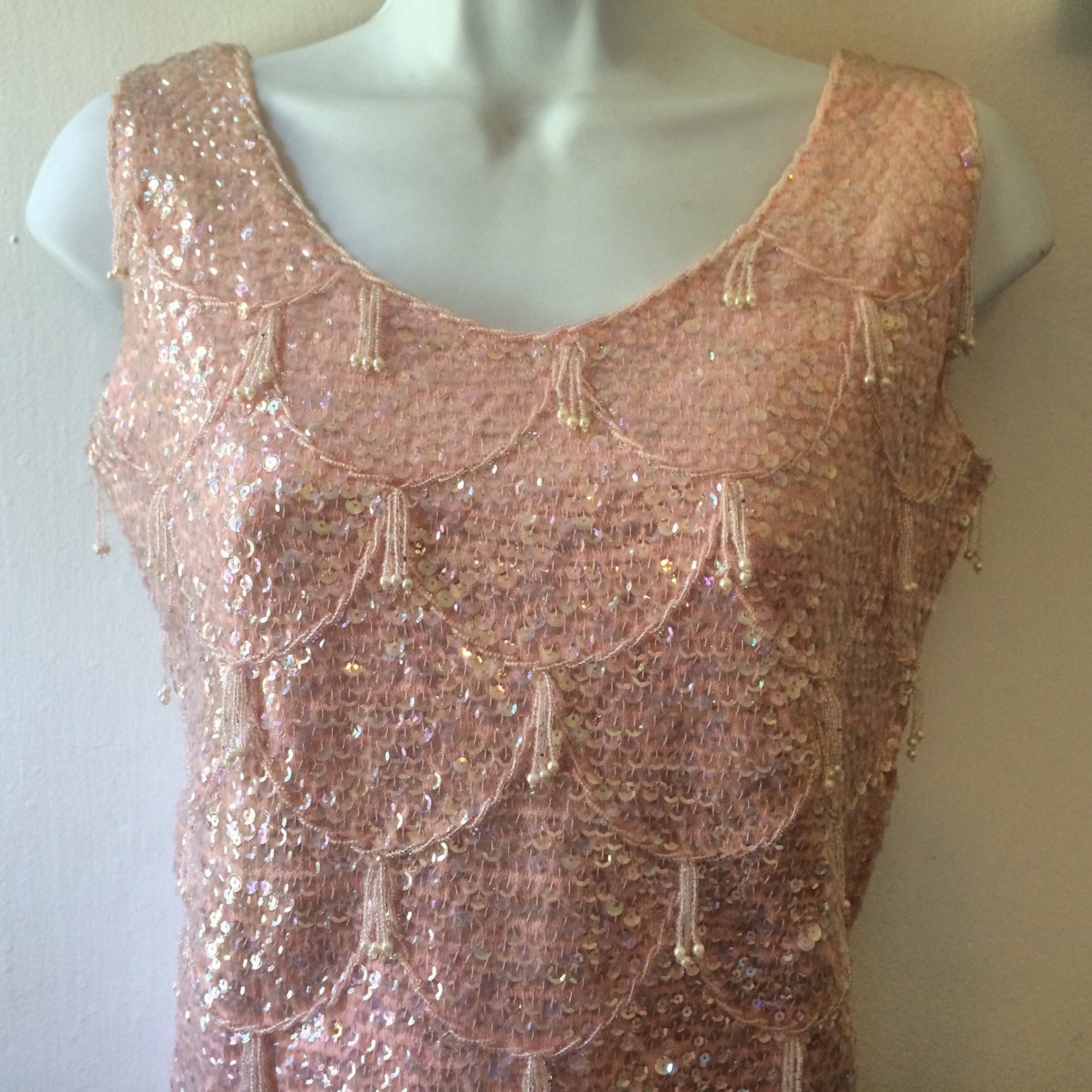 60s Luscious Pink Beaded Shell MINT International Shipping | Etsy