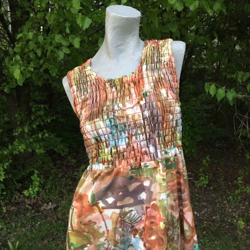 Vintage 60s Atomic Print Maxi Dress in Blue Orange Green - Etsy