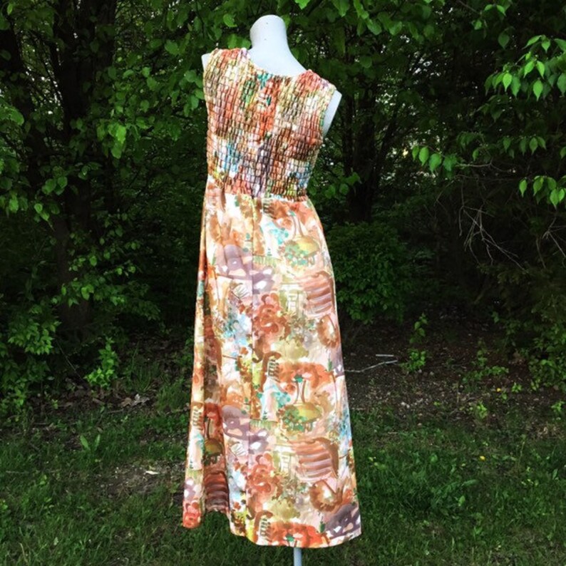 Vintage 60s Atomic Print Maxi Dress in Blue Orange Green - Etsy