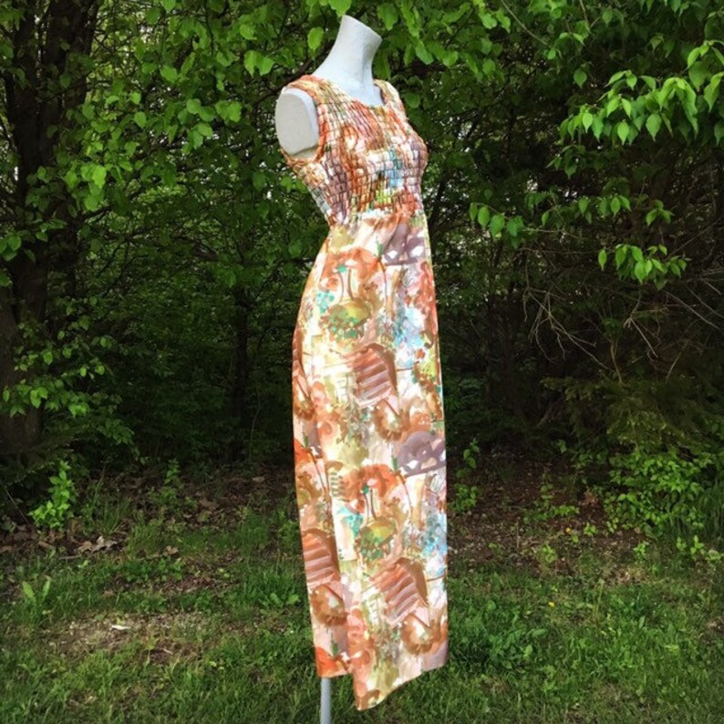 Vintage 60s Atomic Print Maxi Dress in Blue Orange Green - Etsy