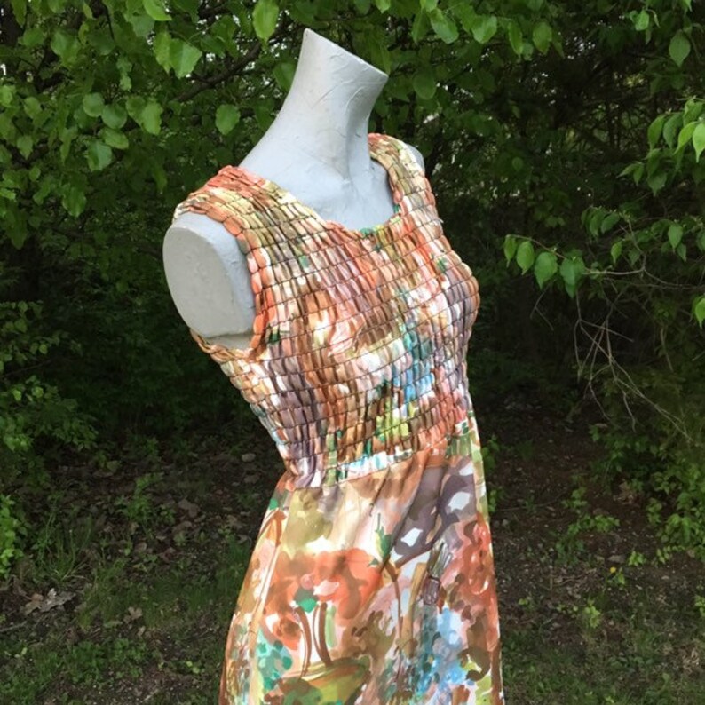 Vintage 60s Atomic Print Maxi Dress in Blue Orange Green - Etsy