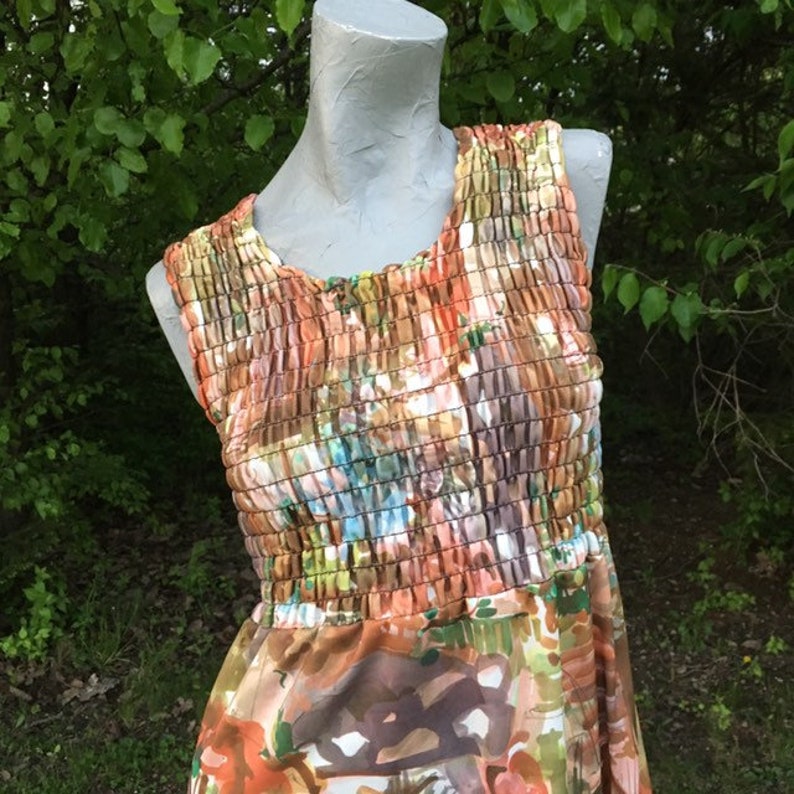 Vintage 60s Atomic Print Maxi Dress in Blue Orange Green - Etsy