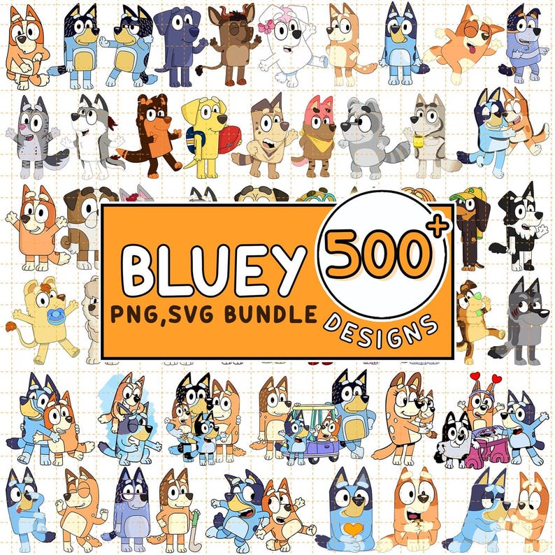 Mega Bluey Png Bundle, Bluey Cut Files for Cricut, Bluey Clipart, Bluey ...