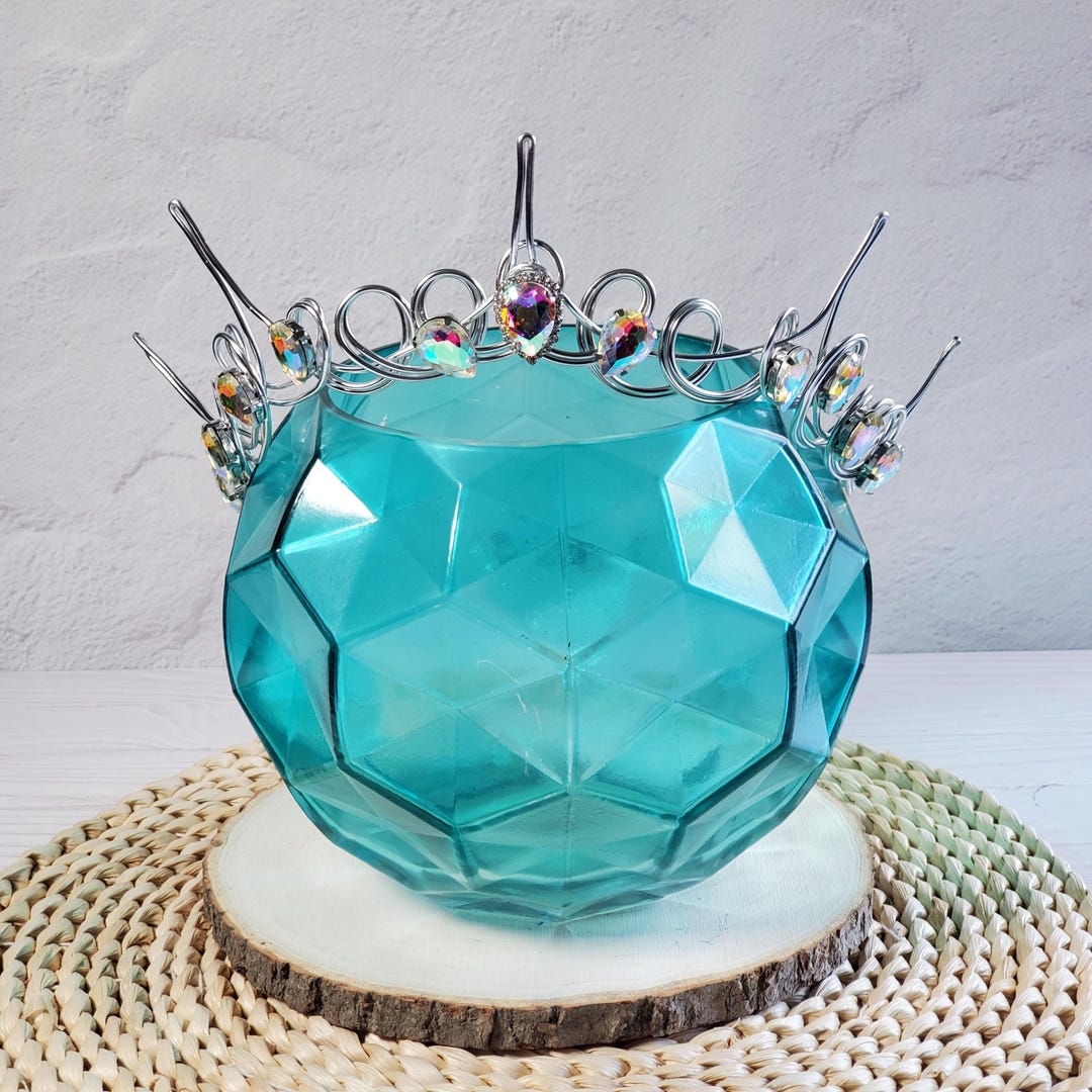 Silver WIRE WRAPPED Elven CROWN Tiara Coronet Iridescent Gemstones ...