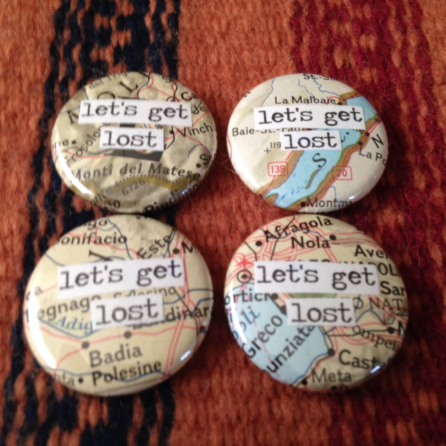 Let's Get Lost Map Collage Pinback Button Magnet - Etsy