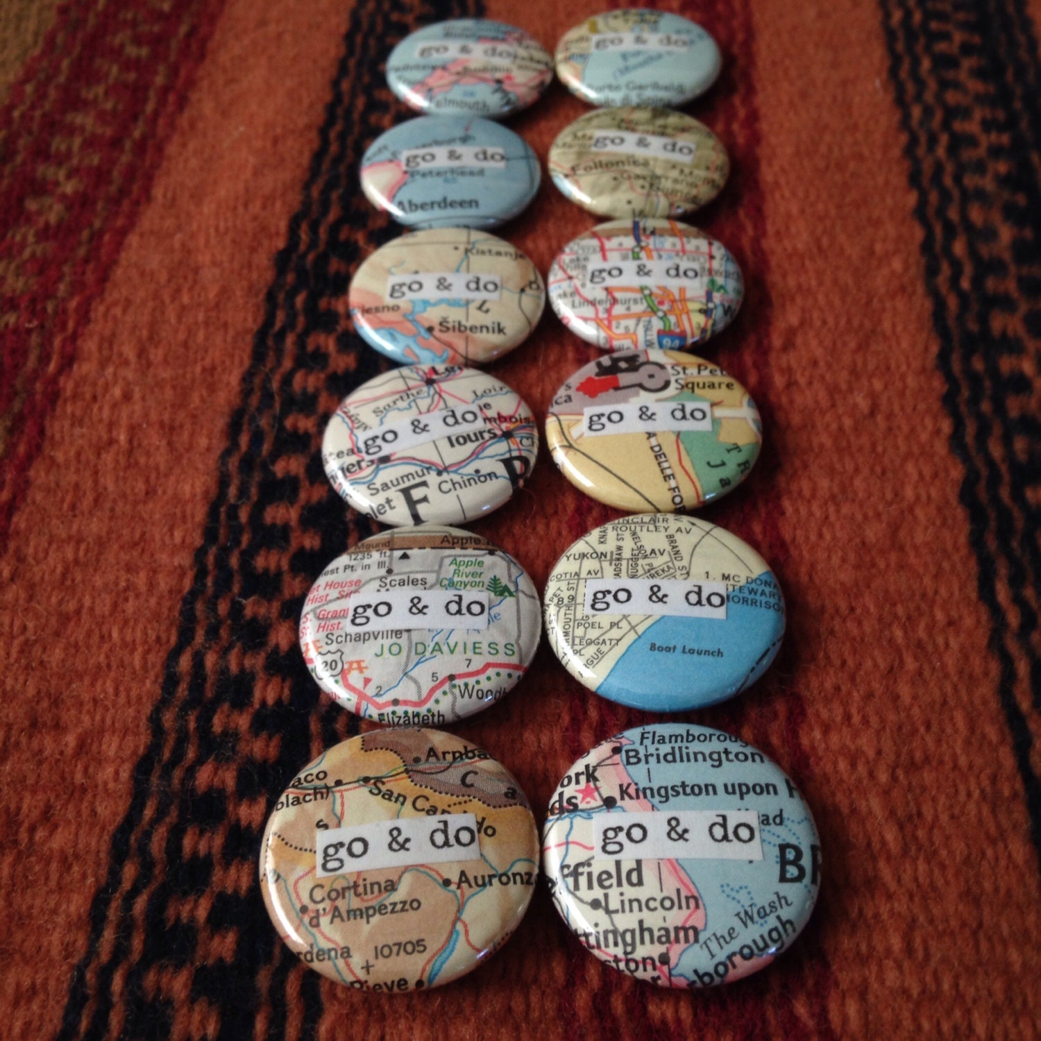 Go & Do Map Collage Pinback Button Magnet Zipper Pull - Etsy