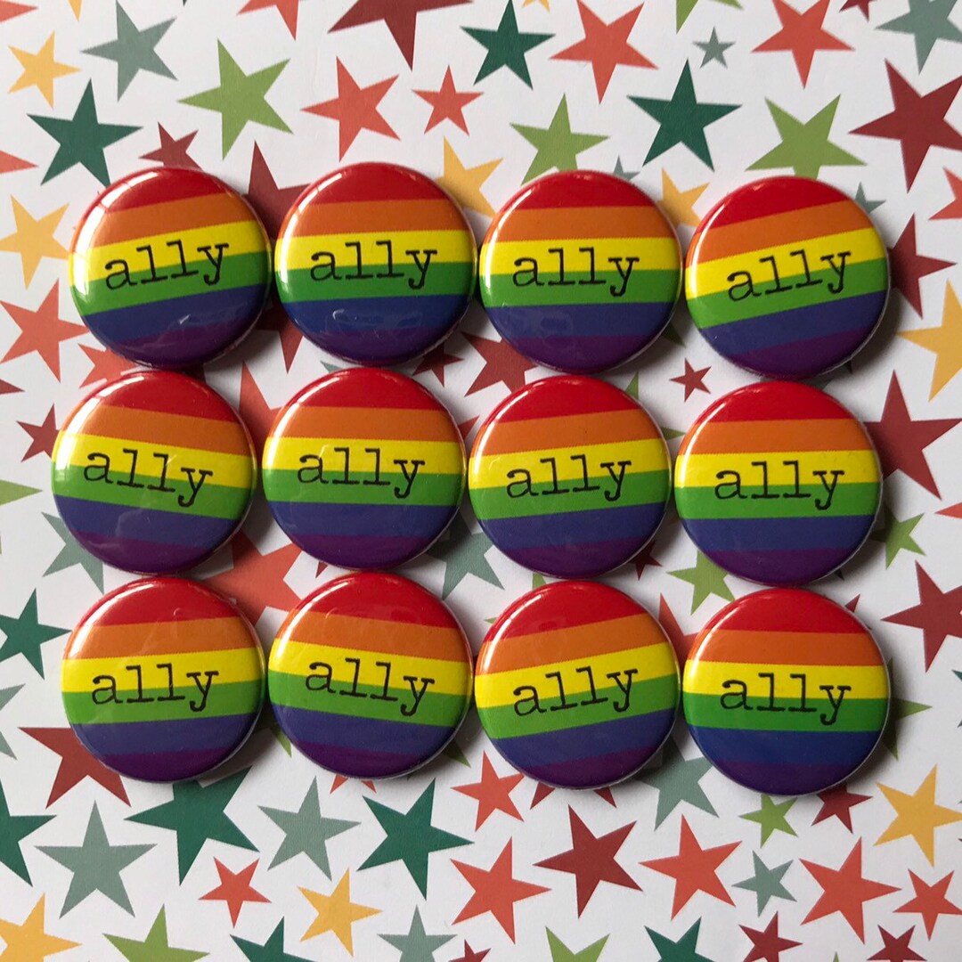 Ally Rainbow - Pinback Button, Magnet, Zipper Pull, Keychain, Mirror ...