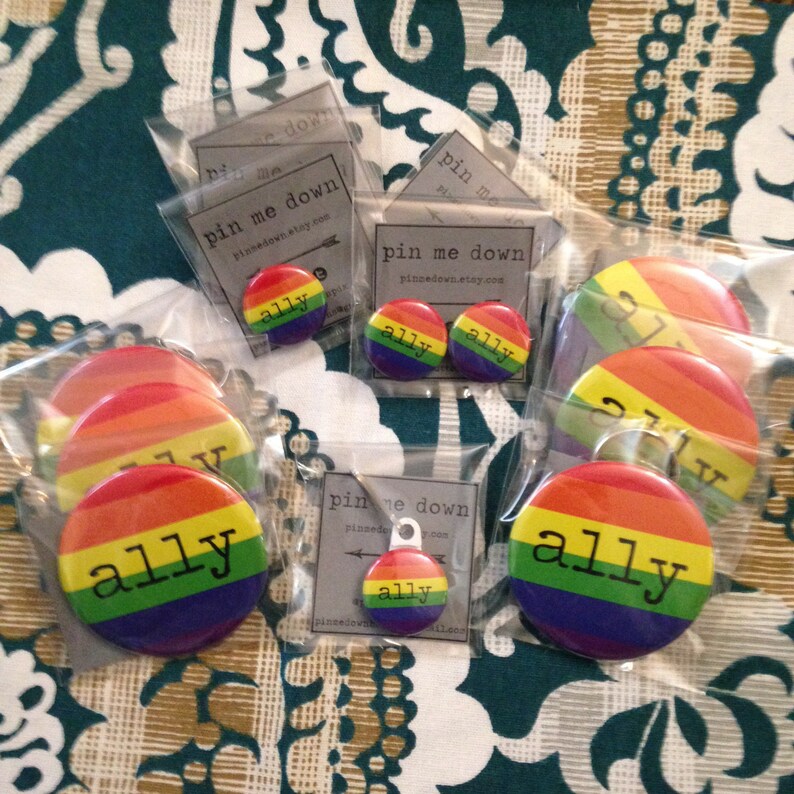 Ally Rainbow Pinback Button Magnet Zipper Pull Keychain | Etsy