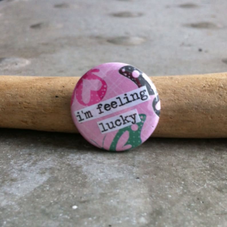 I'm Feeling Lucky Collage Pinback Button Magnet Zipper | Etsy