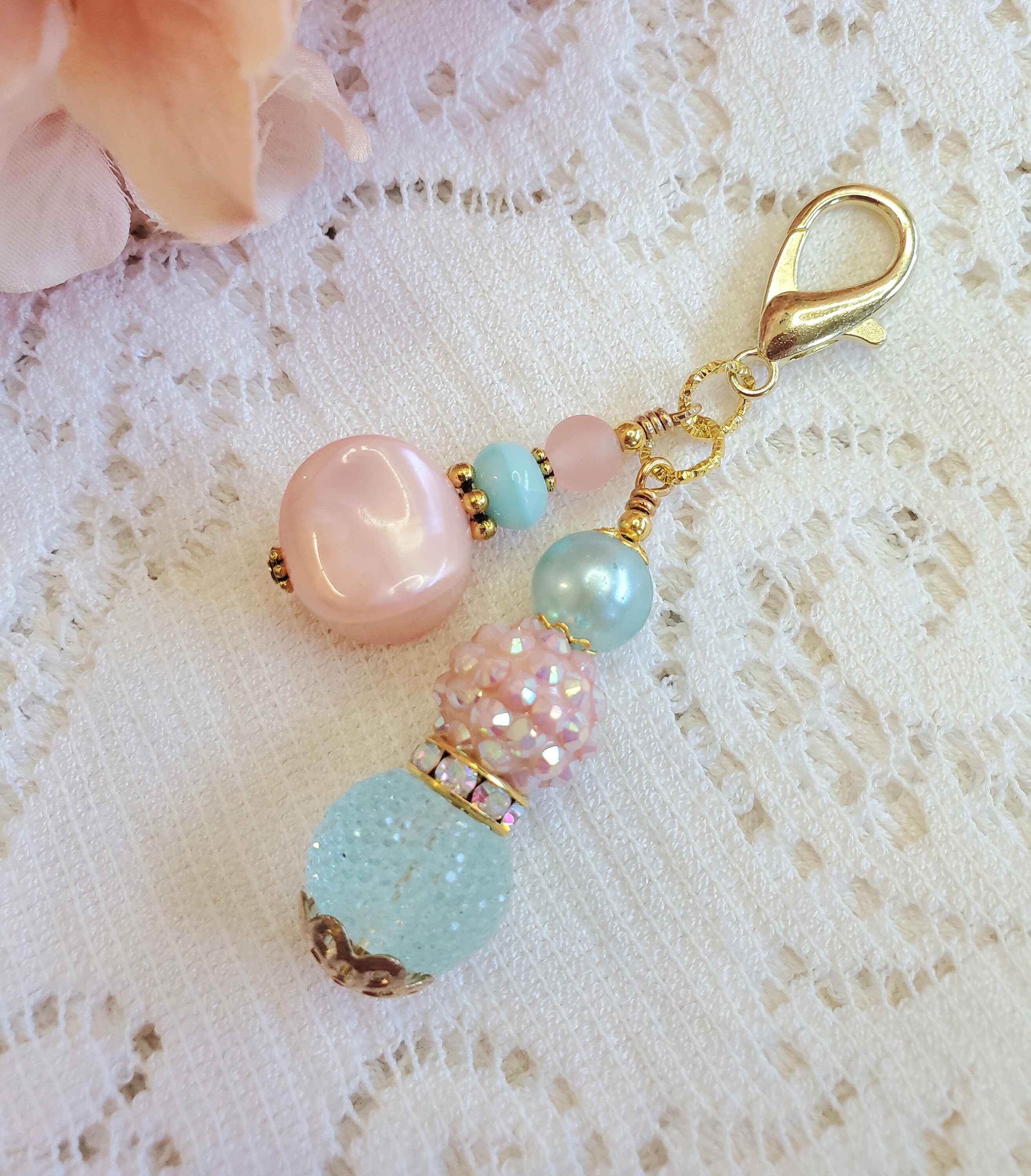 Beaded Keychain, Purse Charm, Handbag Charm, Backpack Charm, Bookbag ...