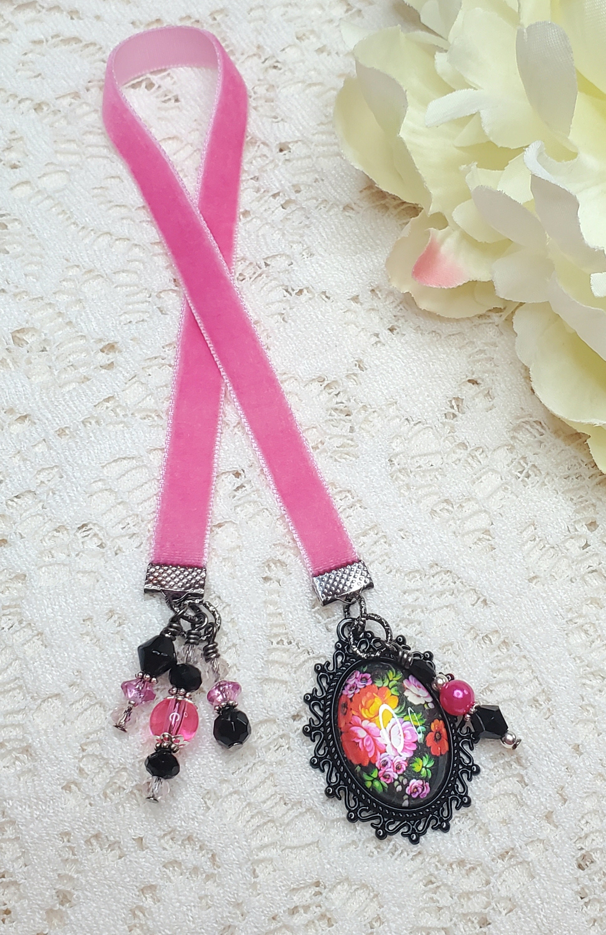 Beautiful Velvet Ribbon Bookmark, Book Thong, Book Jewelry, Bookish ...