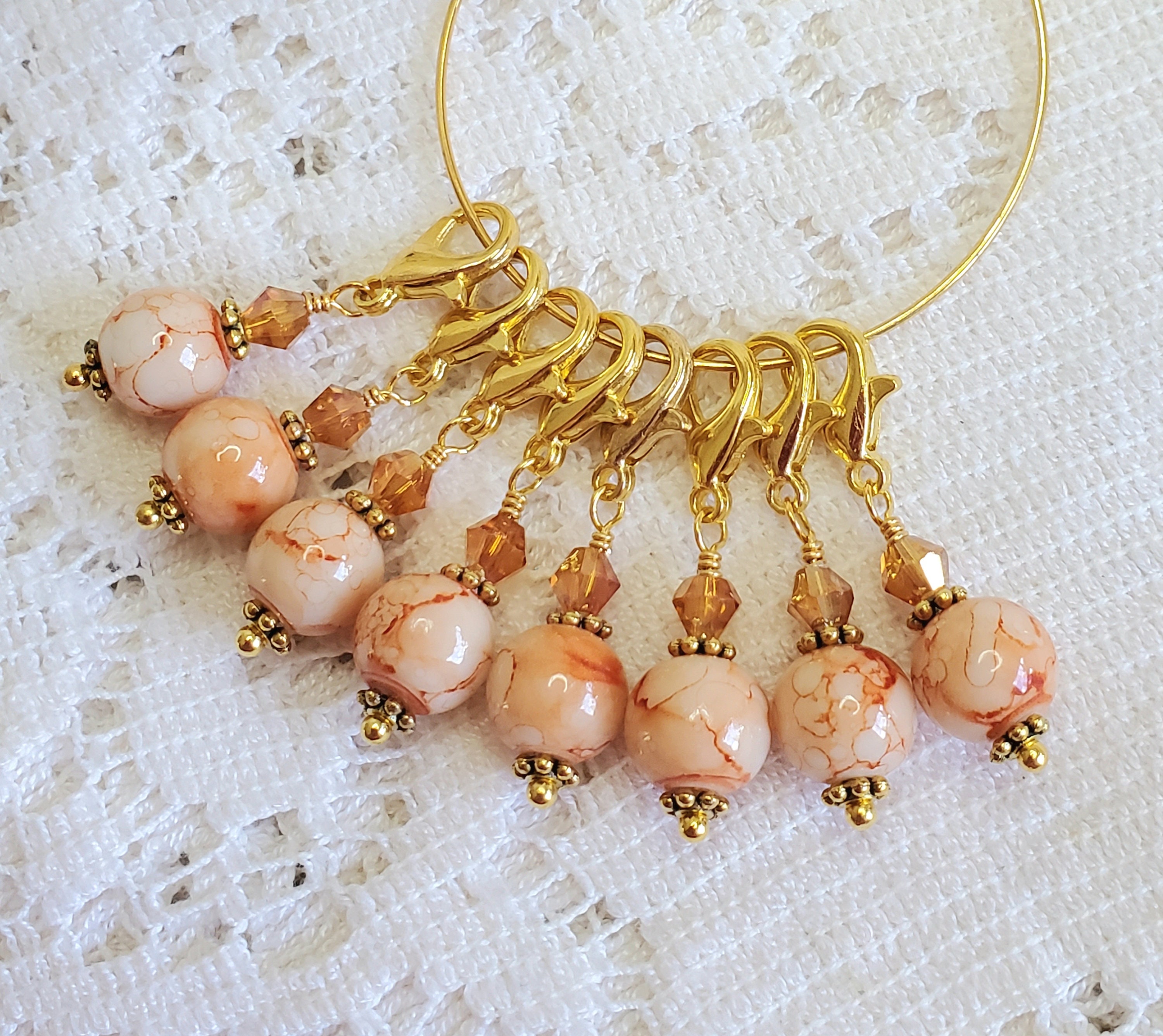 Crochet Stitch Markers, Set of 8, Place Markers, Crochet Tools, Orange ...