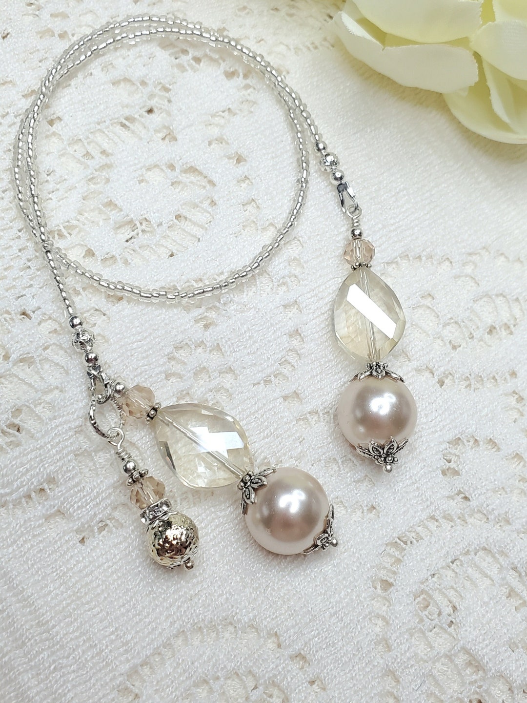 Silver Champagne Beaded Bookmark, Book Thong, Book Jewelry, Bookish ...