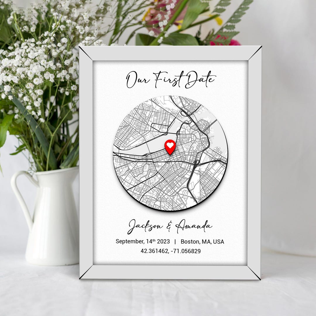 Personalized Wooden Map Sign – Custom Coordinates Gift for Couple ...