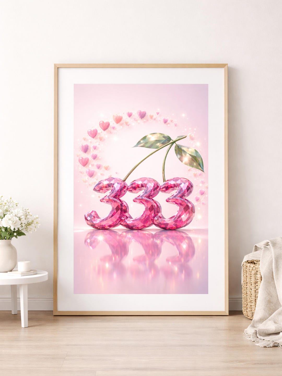 333 Love Energy – Pink Crystal Cherries Valentine Wall Art - Etsy