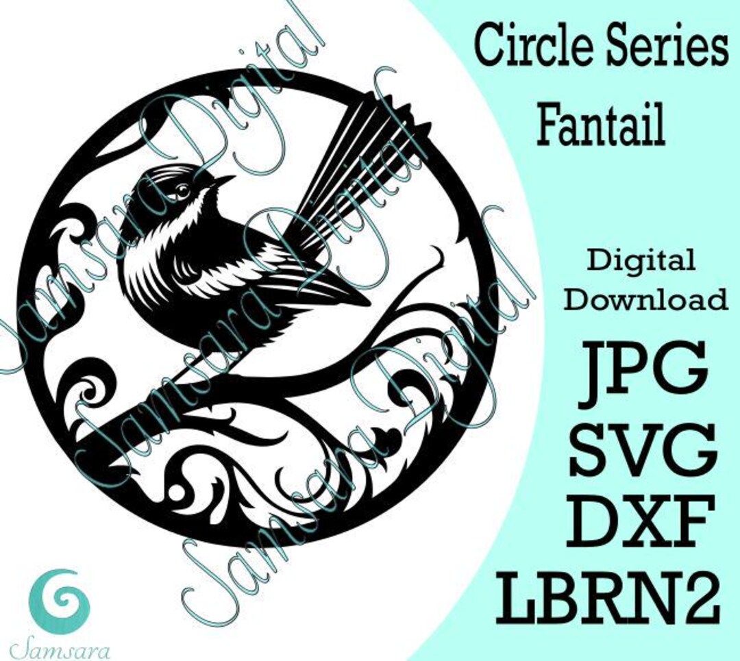 Piwakawaka (NZ Fantail) Bird Circle Series SVG, Digital Download for ...