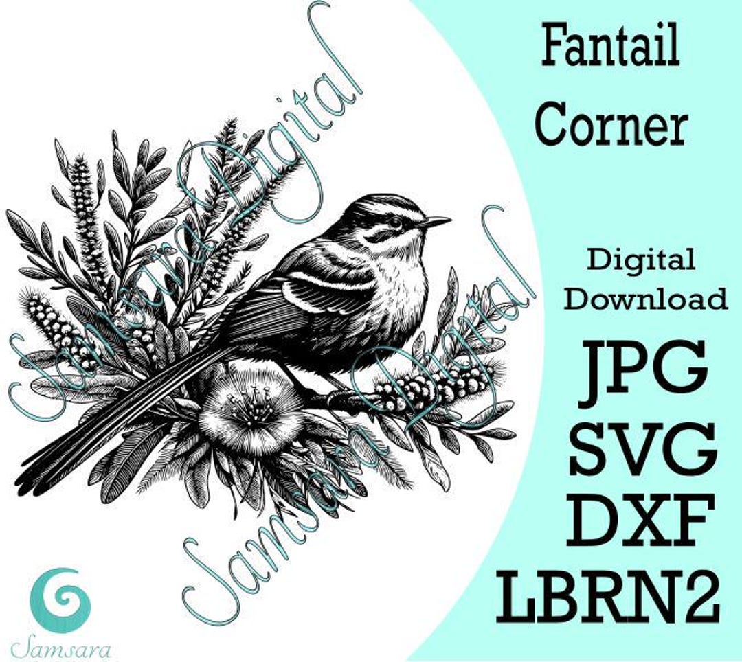Piwakawaka / NZ Fantail Bird Scene 2 Svg, Digital Download for Laser ...