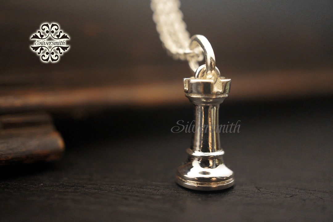 NEW! the 925 Sterling Silver Rook Chess Pendant - Etsy
