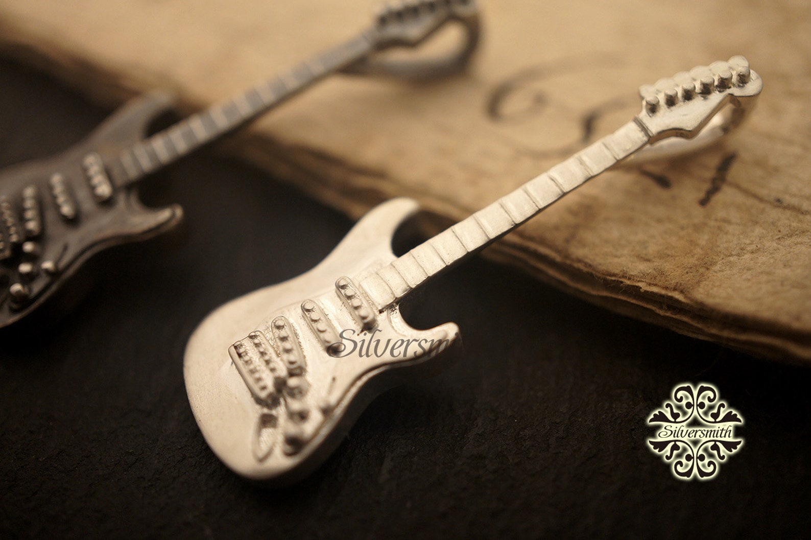 NEW! 925 Sterling Silver Guitar Pendant - Etsy