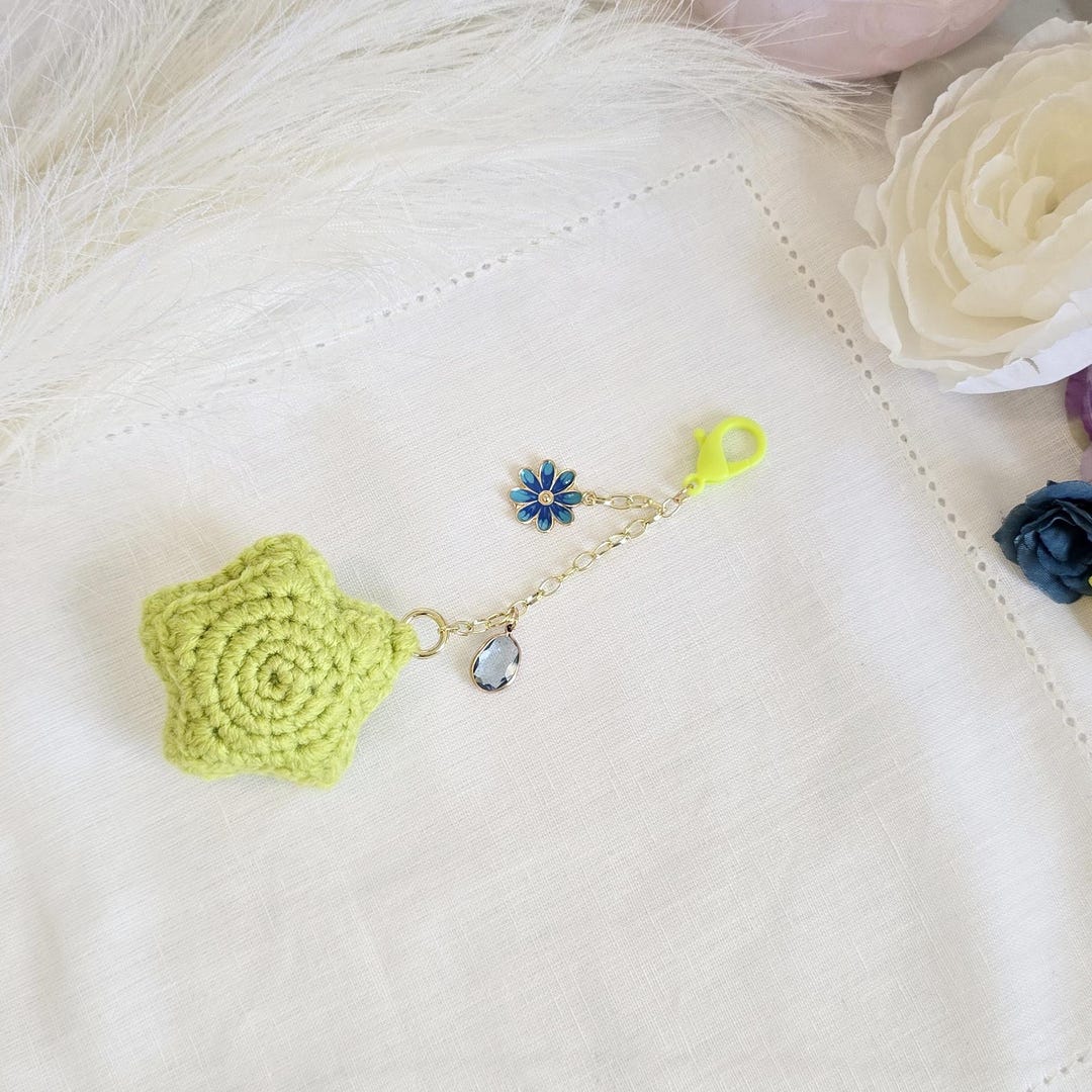 Star Crochet Keychain, Star Charm, Crochet Star, Handmake Key Chain ...