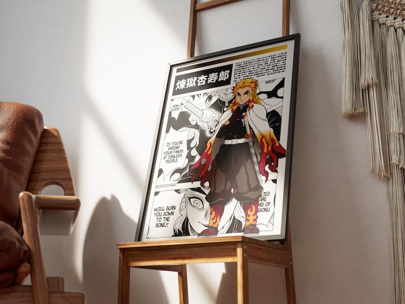 Demon Slayer Kyojuro Rengoku Poster, 1 Piece Set Manga Art, Anime Wall ...