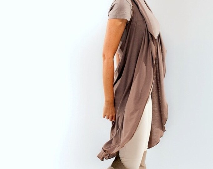 40% Off- Moving SALE // Taupe Long Flowy Halter Cape Cardigan // Size ...