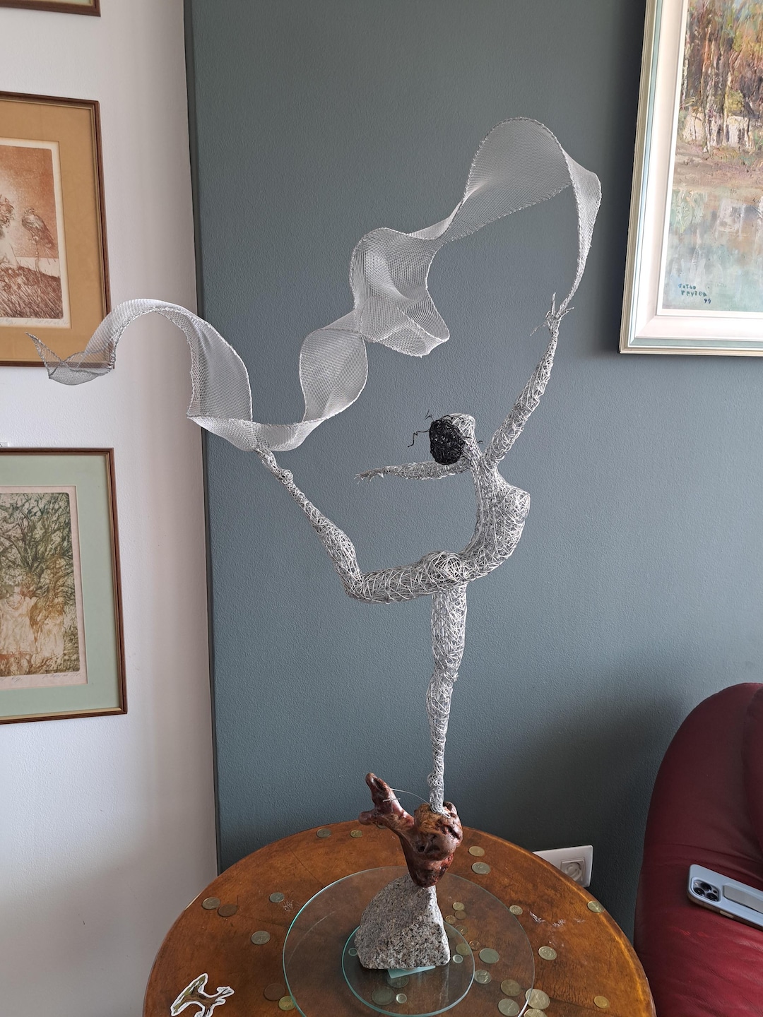Freedom Dancer Statue, Dance in Wind Art, Wire Fairy Sculpture, Lady ...